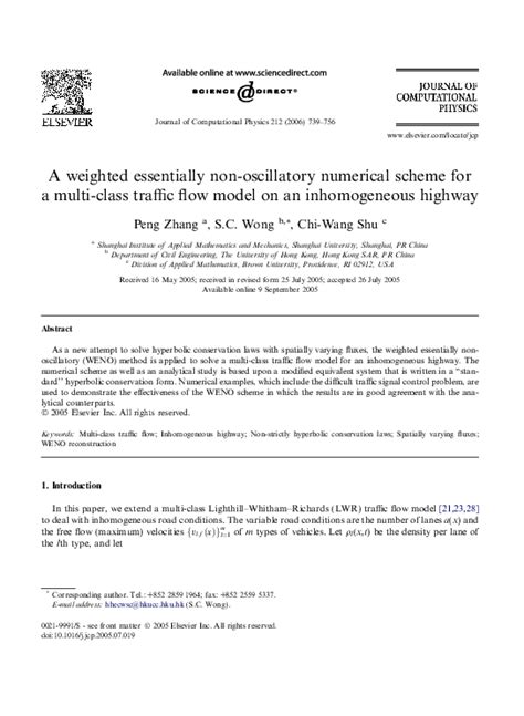 Pdf A Weighted Essentially Non Oscillatory Numerical Scheme For A Multi Class Lighthill