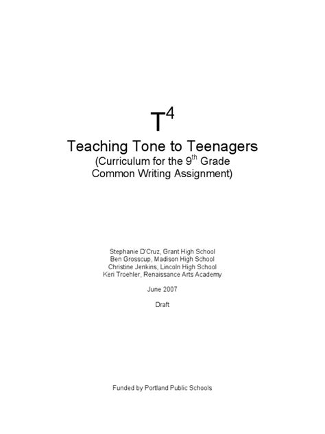 Teach Tone Teens Pdf Poetry Reading Comprehension