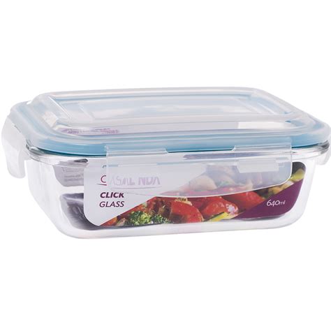 POTE DE VIDRO RETANGULAR TAMPA HERMETICA 640ML Vitrine ABCasa