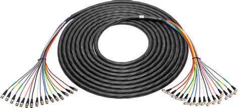 Laird 12G SDI 4K 16 Channel Mini RG59 Belden 4855R16 UHD BNC To Right Angle BNC Snake Cable 3 Foot