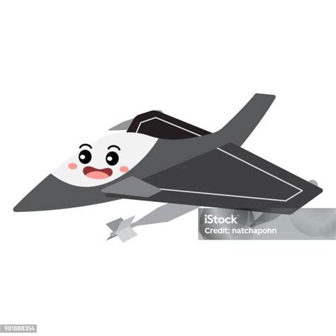 제트 전투기 교통 만화 캐릭터 관점 보기 벡터 일러스트 레이 션 3차원 형태에 대한 스톡 벡터 아트 및 기타 이미지 3차원
