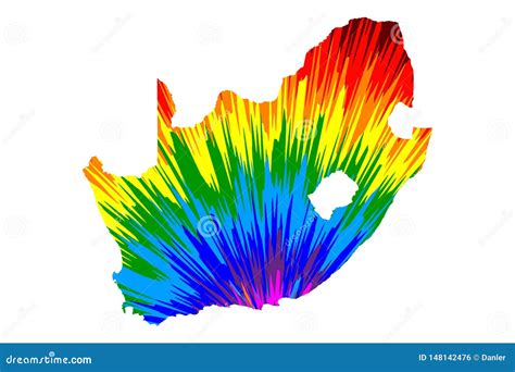 South Africa Map Is Designed Rainbow Abstract Colorful Pattern