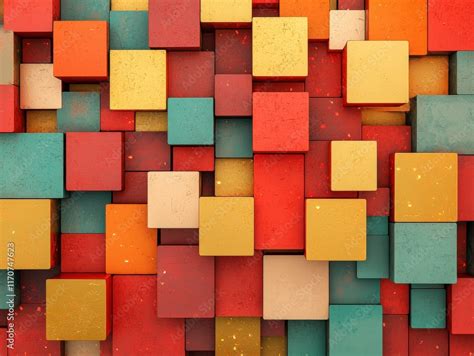 Colorful Abstract Background Of 3d Boxes In Varied Shapes And Sizes For Graphic And Creative