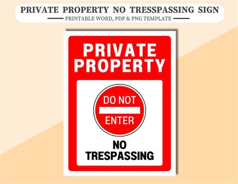 Private Property No Trespassing Sign Printable Word And Pdf File Plus