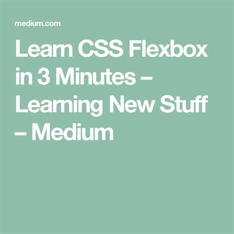 Learn Css Flexbox In 3 Minutes