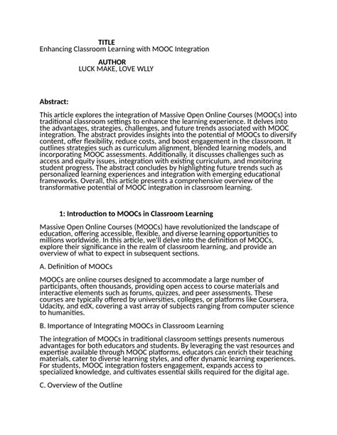 Pdf Enhancing Classroom Learning With Mooc Integration