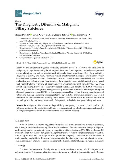 Pdf The Diagnostic Dilemma Of Malignant Biliary Strictures