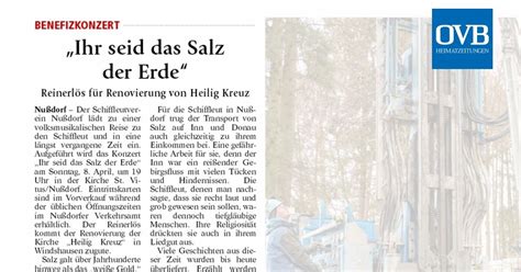 Ihr Seid Das Salz Der Erde OVB Heimatzeitungen