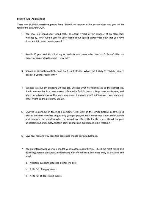 Section Two Assignments Essays Tutorial Work Lecture Notes Etc