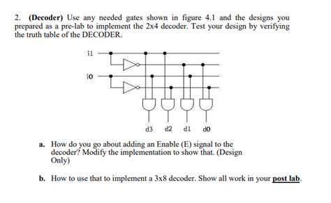 solved 2 decoder use any needed gates shown in figure 4 1