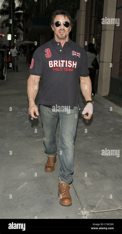 Sylvester Stallone Visits A Medical Building Wearing A British Polo