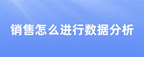 销售怎么进行数据分析