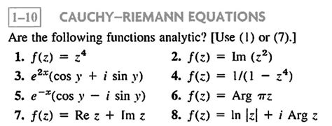Solved 1 10 Cauchy Riemann Equations Are The Following
