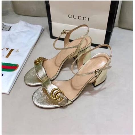Gucci Gold Pump Sandal Heel Theluxurytag