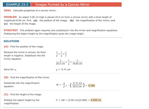 Solved EXAMPLE 23 3 Images Formed By A Convex Mirror GOAL Chegg Com
