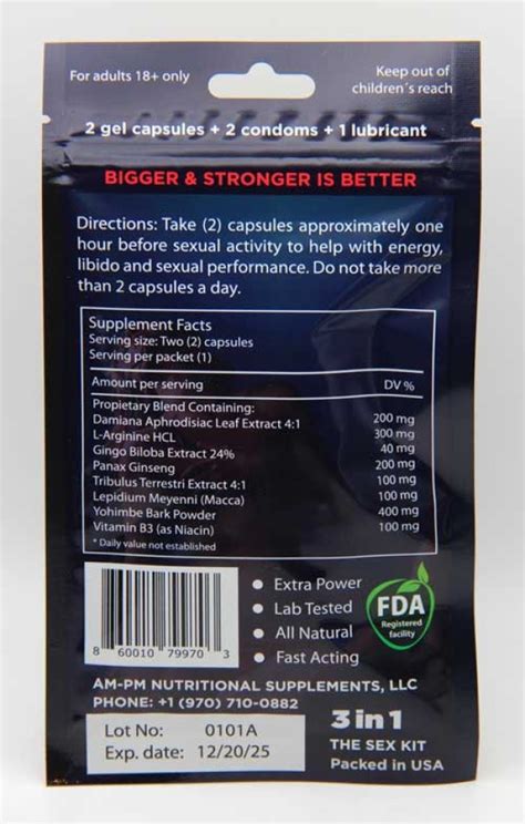 AM PM The Sex Kit Natural Male Enhancement Pills With Condoms Lube Boost Stamina Performance