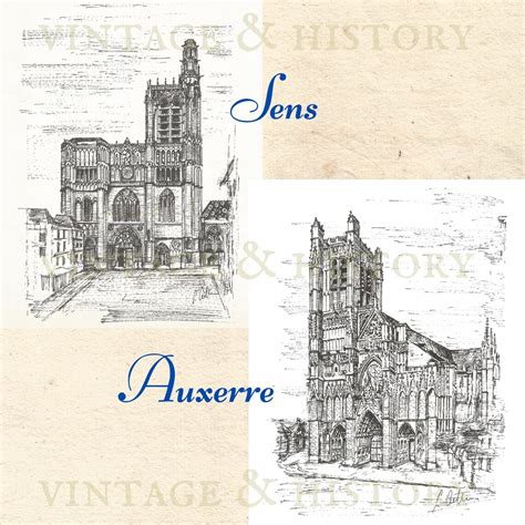 Black And White French Cathedral Illustrations Instant Download Etsy