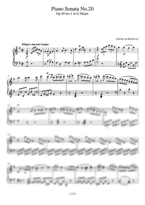 악보 L V Beethoven 베토벤 Sonata No 20 소나타 20번 By Junpin