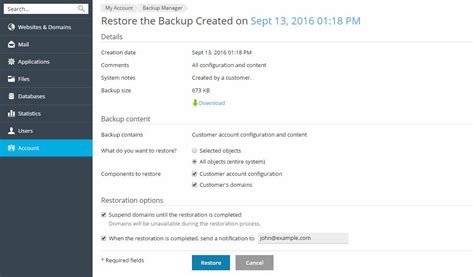 cara melakukan backup dan restore website di plesk hosting idcloudhost