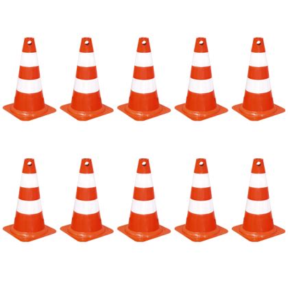 KIT 10 Unidades Cone de Sinalização Rígido Laranja 50cm Sem Refletivo