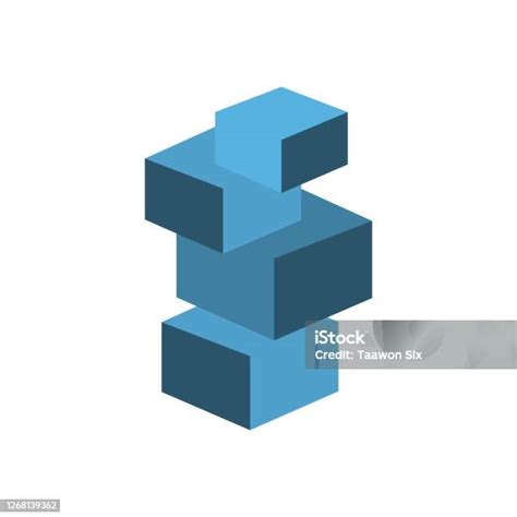 3d 추상 사각형 큐브 누적 상자 로고 기호 기호 템플릿 벡터 일러스트레이션 개념에 대한 스톡 벡터 아트 및 기타 이미지