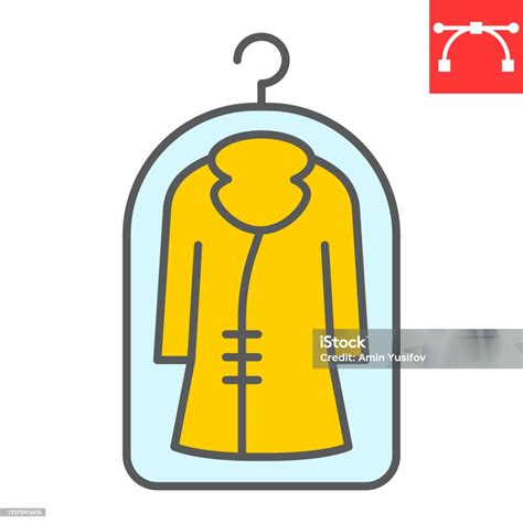 커버 퍼트 옷 색상 라인 아이콘 드라이 클리닝 및 세척 코트 사인 벡터 그래픽 편집 스트로크 다채로운 선형 아이콘 Eps 10 0명에 대한 스톡 벡터 아트 및 기타 이미지