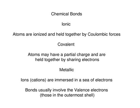 Chemical Bonds Honors Chemistry I Notes Cem 181h Docsity