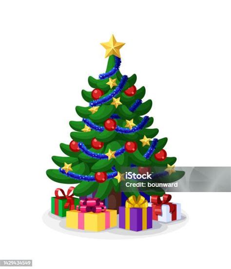 Cartoon Christmas Tree With Ts向量圖形及更多聖誕節圖片 聖誕節 禮物 聖誕禮物 Istock