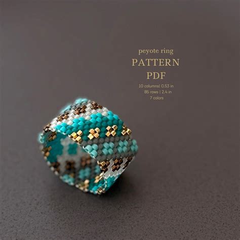 Miyuki Delica Beaded Ring Pdf Pattern Peyote Stitch Unique Eye Catching