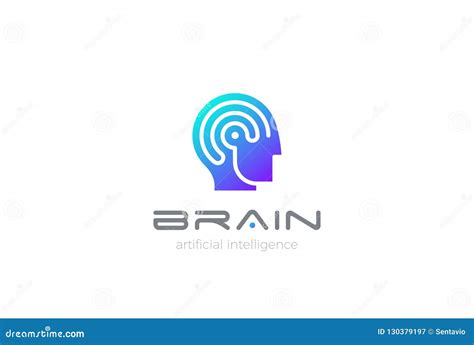Man Robot Brain Artificial Intelligence Logo Vecto Stock Vector