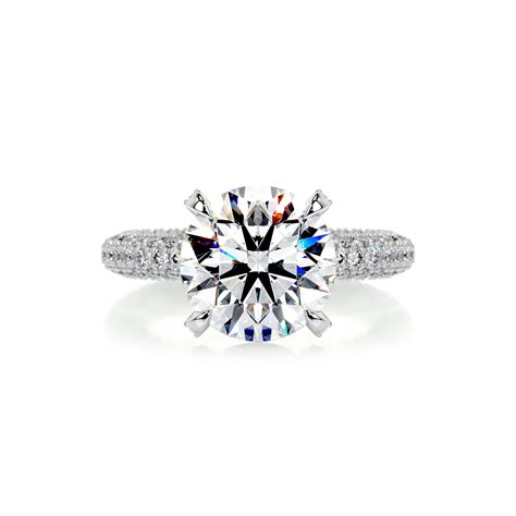 Pave Hidden Halo Round Moissanite Engagement Rings Lamour Brilliance