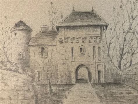 Dessins Mine De Plomb Papier Château Lavans Les Dole Medieval