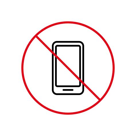 No Smartphone Black Line Ban Icon Telephone Cellphone Forbidden