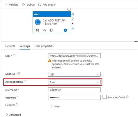 how to connect ado rest api connection using with azure data factory