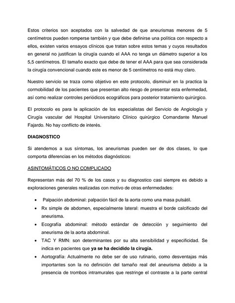 SOLUTION Protocolo Diagn Stico Y Tratamiento Del Aaa Studypool