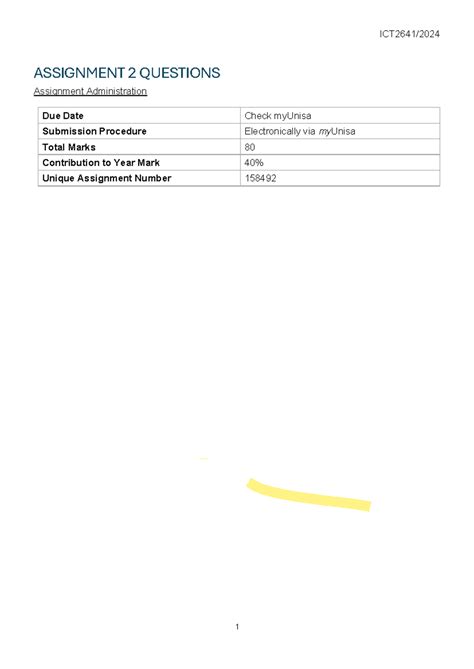 Assignment 2 Questions 2024 Ict2641 1 Assignment 2 Questions