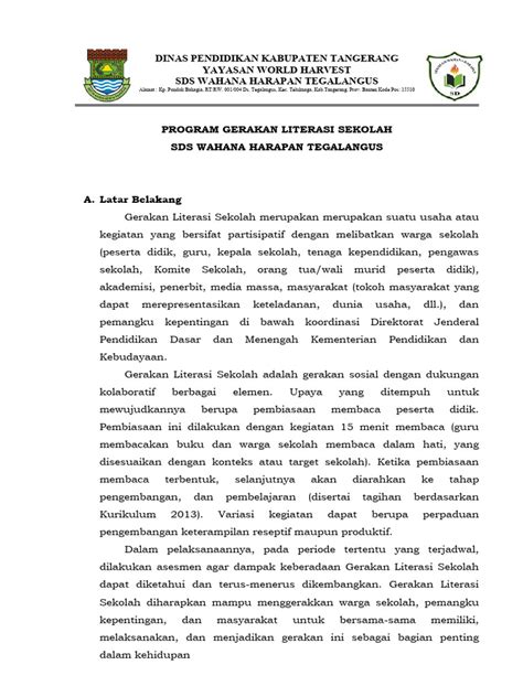 Program Kegiatan Literasi Sekolah Pdf