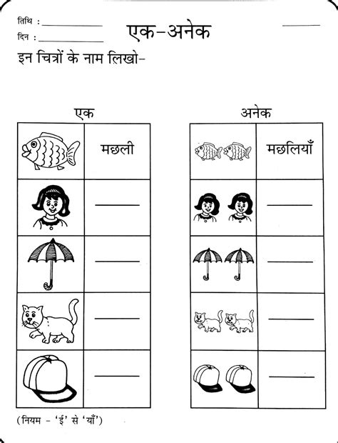 Hindi Grammar Work Sheet Collection For Classes Singular Plural Work Sheets Fpr