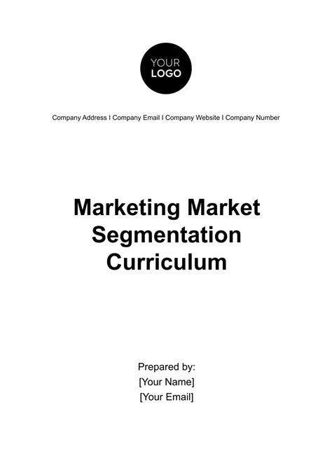 Free Marketing Market Segmentation Curriculum Template To Edit Online