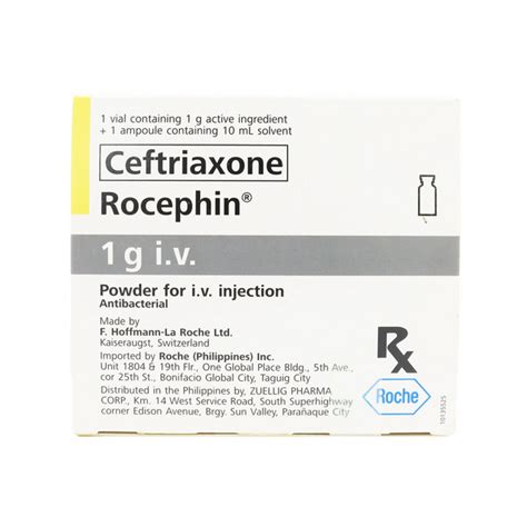 Rocephin Ceftriaxone 1g Powder For Iv Injection 1s Price In The