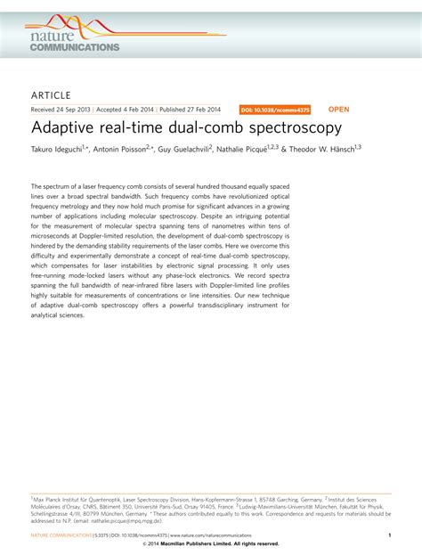 Pdf Adaptive Real Time Dual Comb Spectroscopy