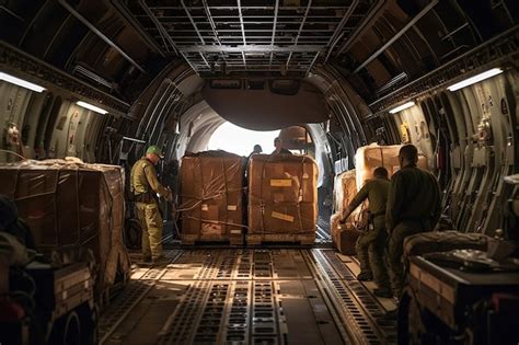 Premium Photo Efficient Loading Goods Being Loaded Onto A Cargo Plane Ai