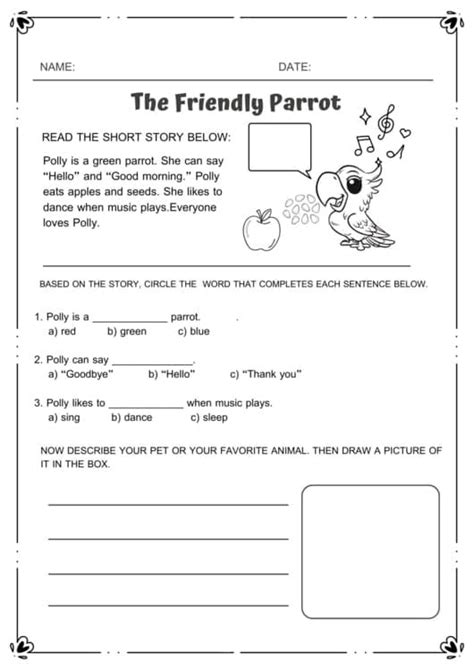 Reading Comprehension Worksheets Short Stories With Questions Tpt
