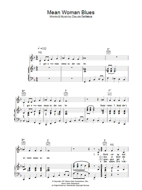 Elvis Presley Mean Woman Blues Sheet Music