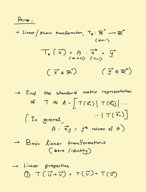 Lecture 6 Bryran Neverez Recaf Linear Matrix Transformation Ta R R Mxr Ta T Em N I 55 Fern