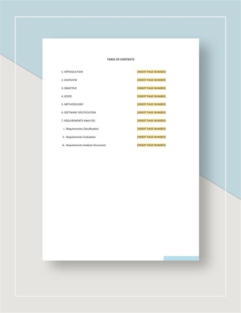 Requirements Analysis Template Google Docs Word Apple Pages