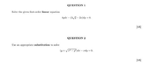 Solved Solve The Given First Order Linear Equation