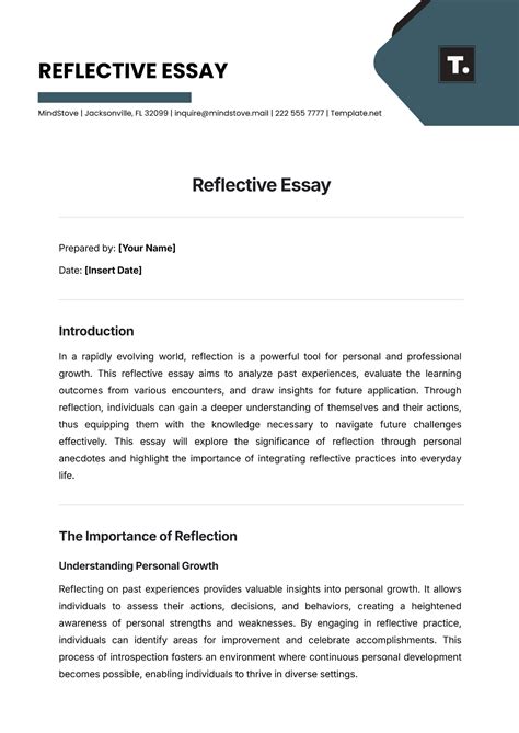 Free Reflective Essay Templates Editable And Printable