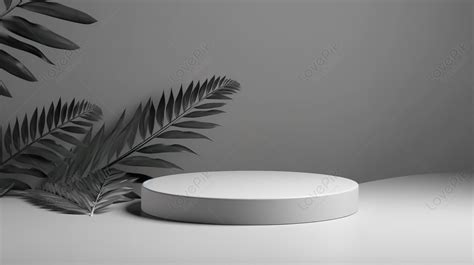 나뭇잎 그림자가 있는 미니멀리스트 회색 3d 스탠드 자연에서 영감을 받은 연단 디스플레이 리스 배경 연단 배경 제품 디스플레이 배경 이미지 Hd 리스 연단 제품