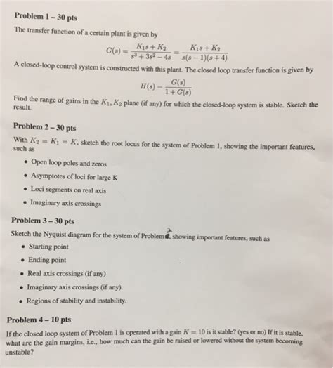solved problem 1 30 pts the transfer function of a certain